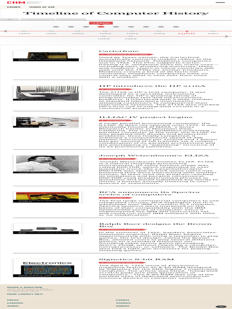 1966 Timeline of Computer History Computer History Museum | PDF | Modem ...