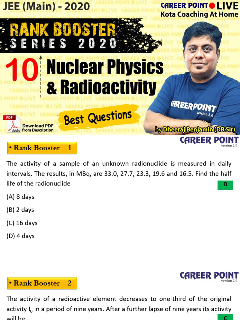 Nuclear Physics & Radioactivity (DB Sir) (25!11!2019) | PDF ...