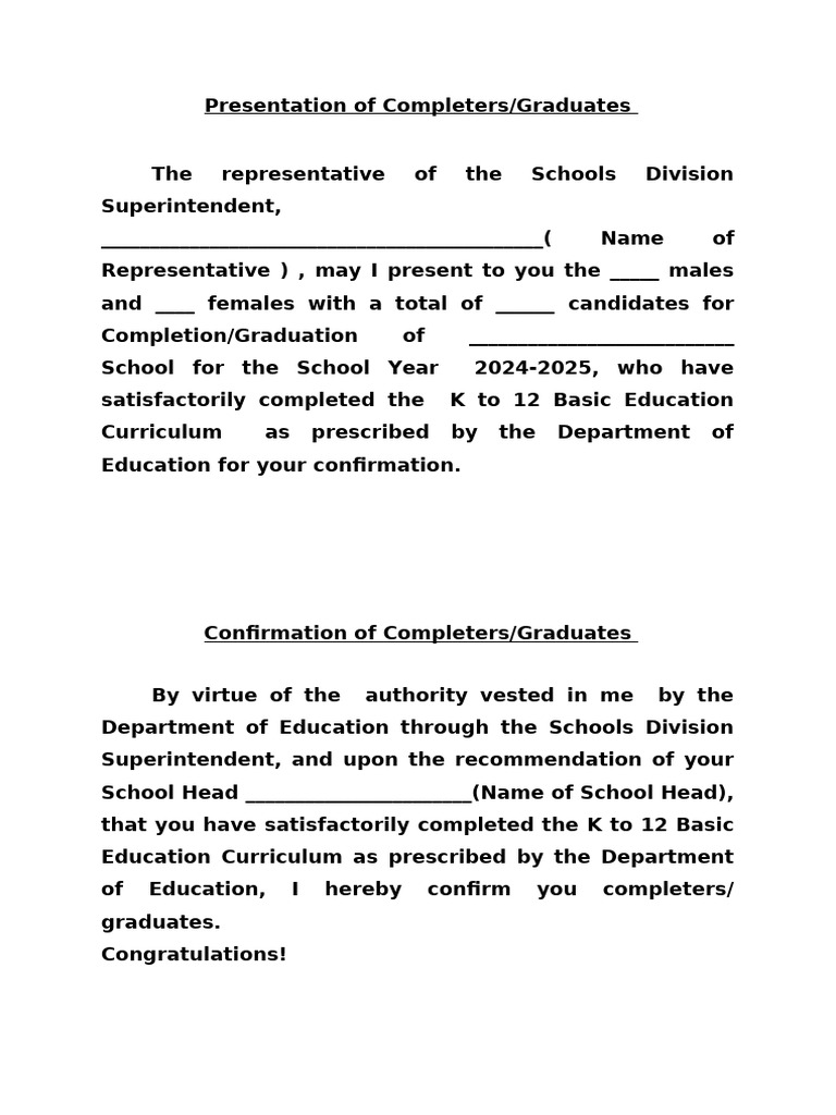 Graduation Declaration Ceremony 2024-2025 | PDF