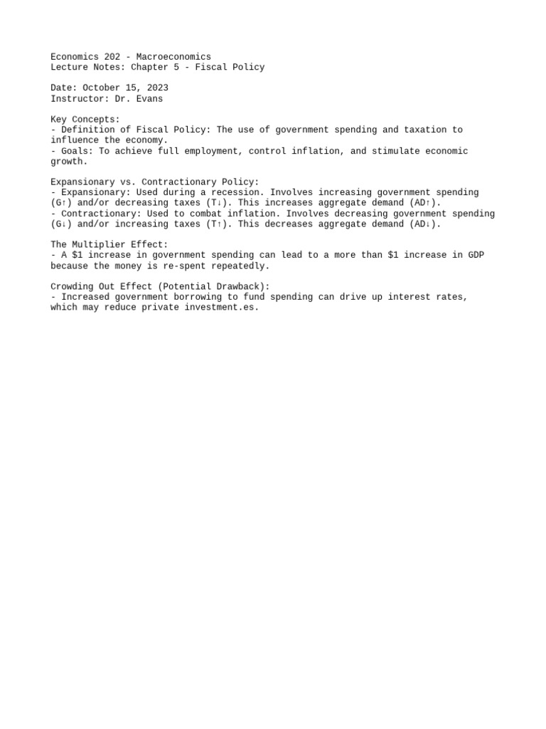 'Class Notes Macro Econ Ch5 | PDF