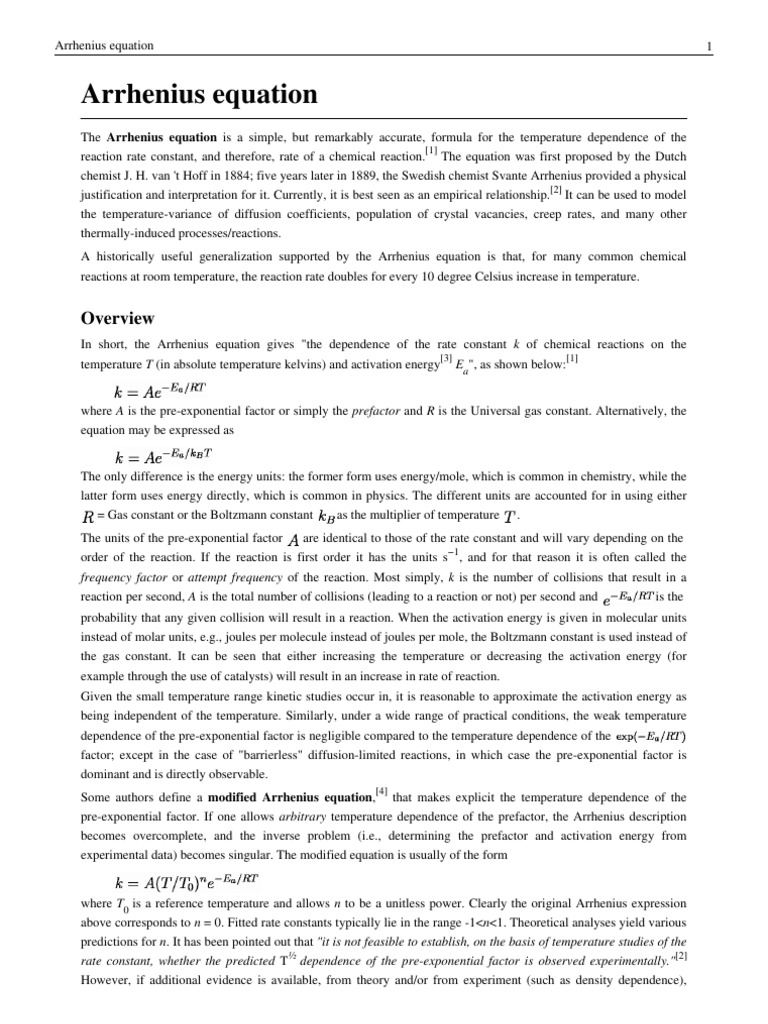 Arrhenius | PDF | Activation Energy | Chemical Kinetics