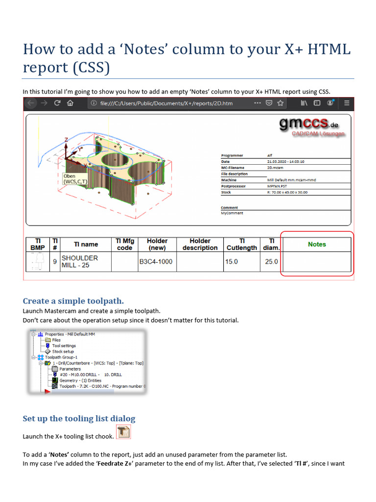 Add Notes Column to X+ HTML Report | PDF