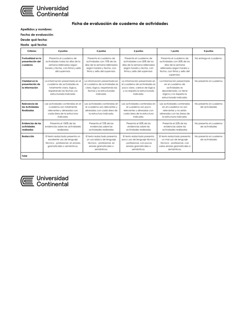 Ficha de evaluación de cuaderno de actividades- final (1).docx (1) | PDF | Lingüística ...