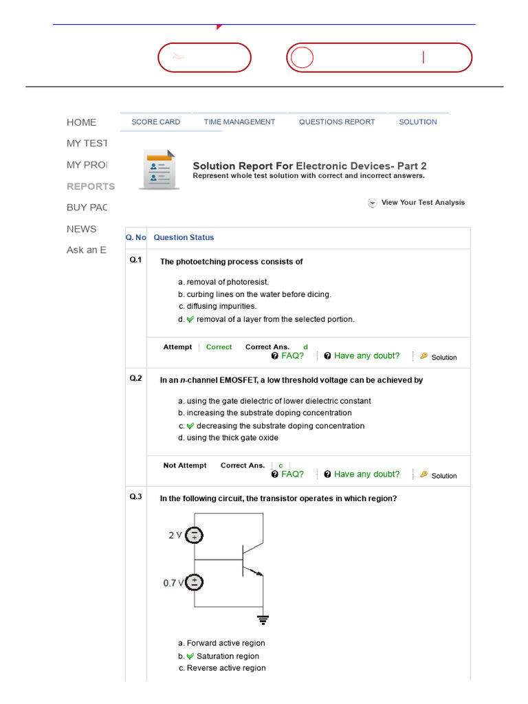 EC Made Easy Test Series Electronic Devices Part 2 | PDF | Mosfet ...