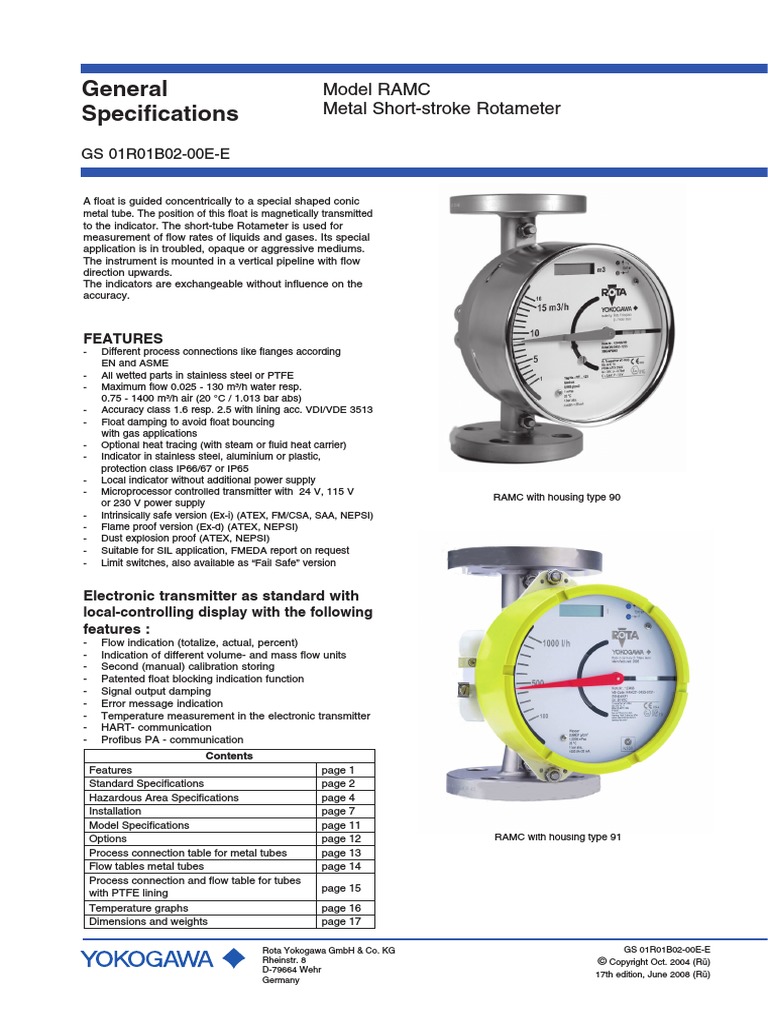 General Specifications: Model RAMC Metal Short-Stroke Rotameter | PDF ...