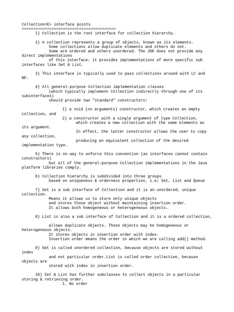 Java Collection Interface Overview | PDF | Computer Programming ...