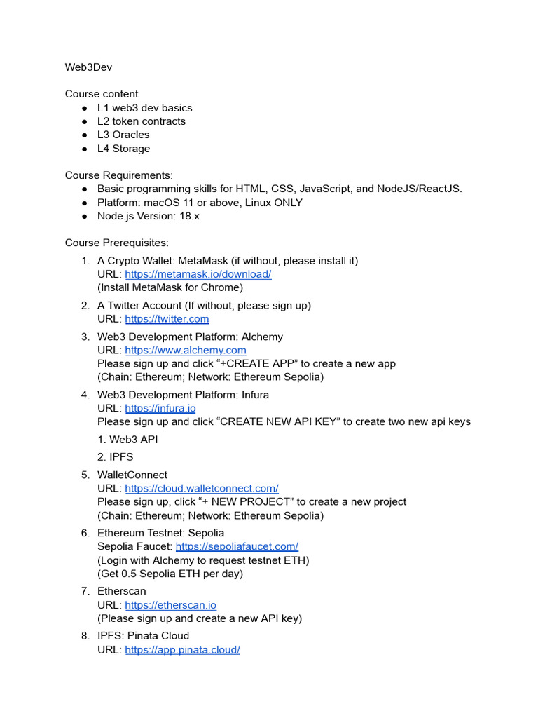 Web3dev - Requirements Prerequisites and Source Codes | PDF