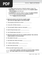 Complete Subject and Complete Predicate Worksheet | PDF | Subject ...