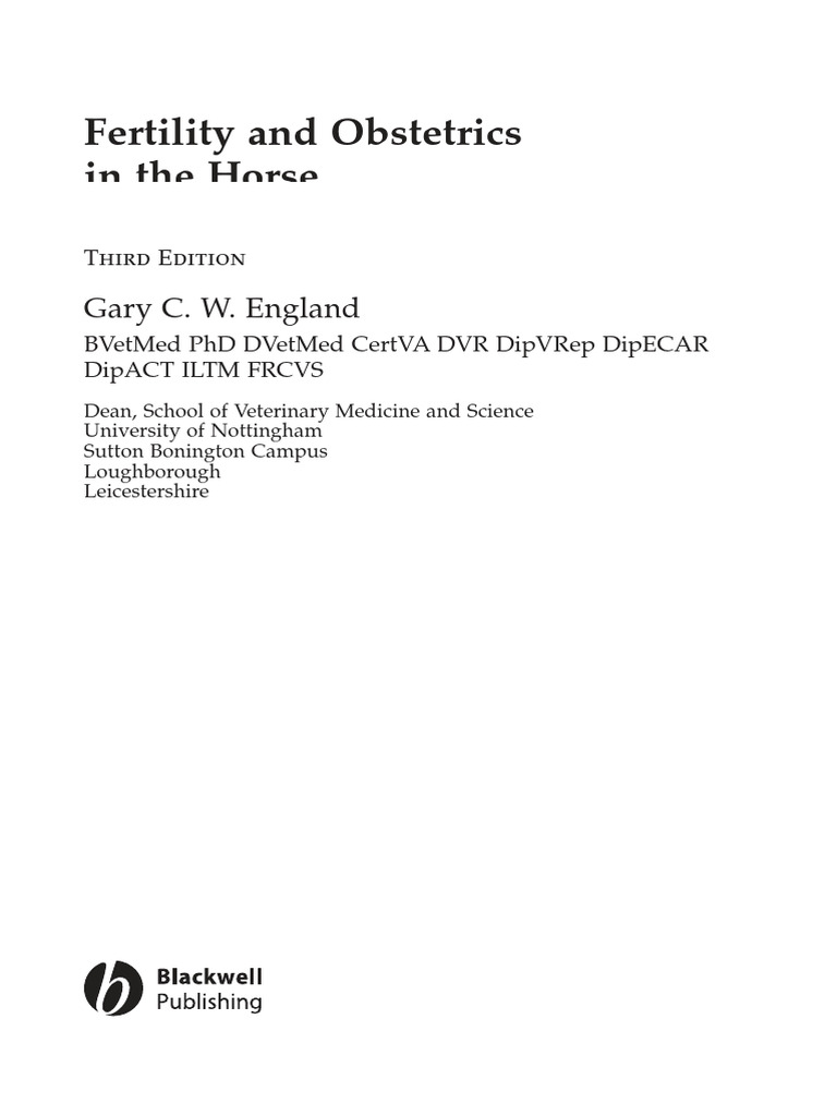 Fertility and Obstetrics in The Horse (3rd Edition) England | PDF ...