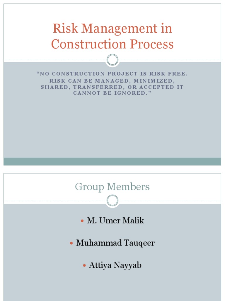Risk Management in Construction | Risk Management | Risk
