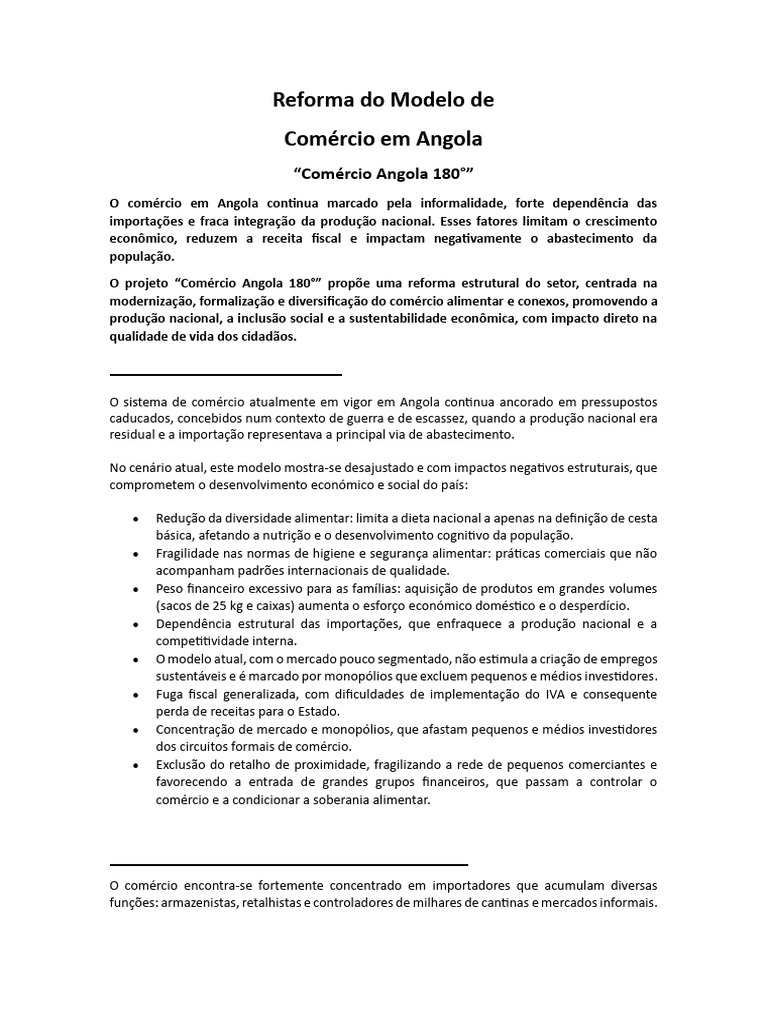 Modelo de Comércio em Angola | PDF | Angola | Economia
