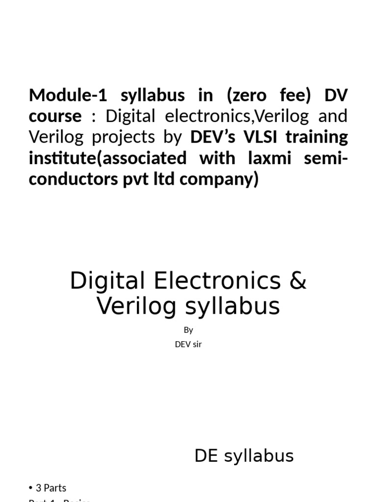 Digital Electronics & Verilog Syllabus | PDF | Digital Electronics ...