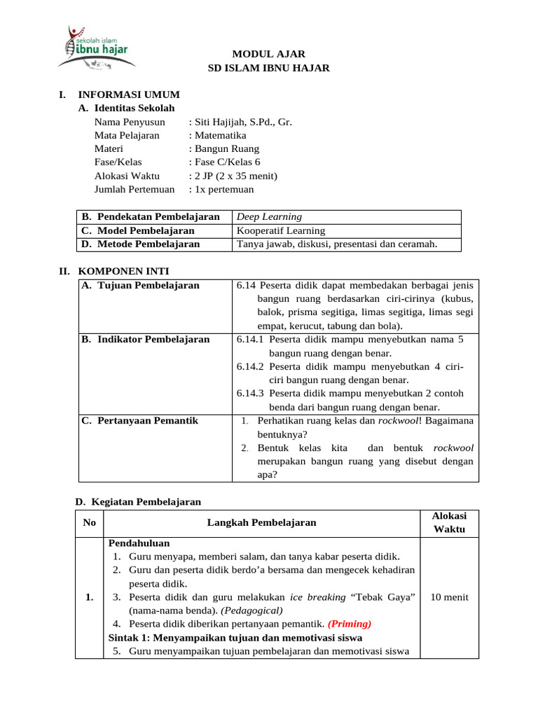 Format Modul Ajar (RPP) Terbaru | PDF