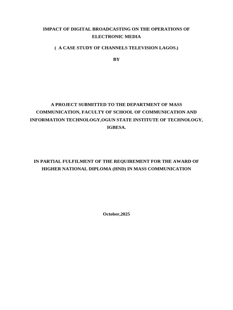 Digital Broadcasting Impact on Channels TV | PDF | Digital Television ...
