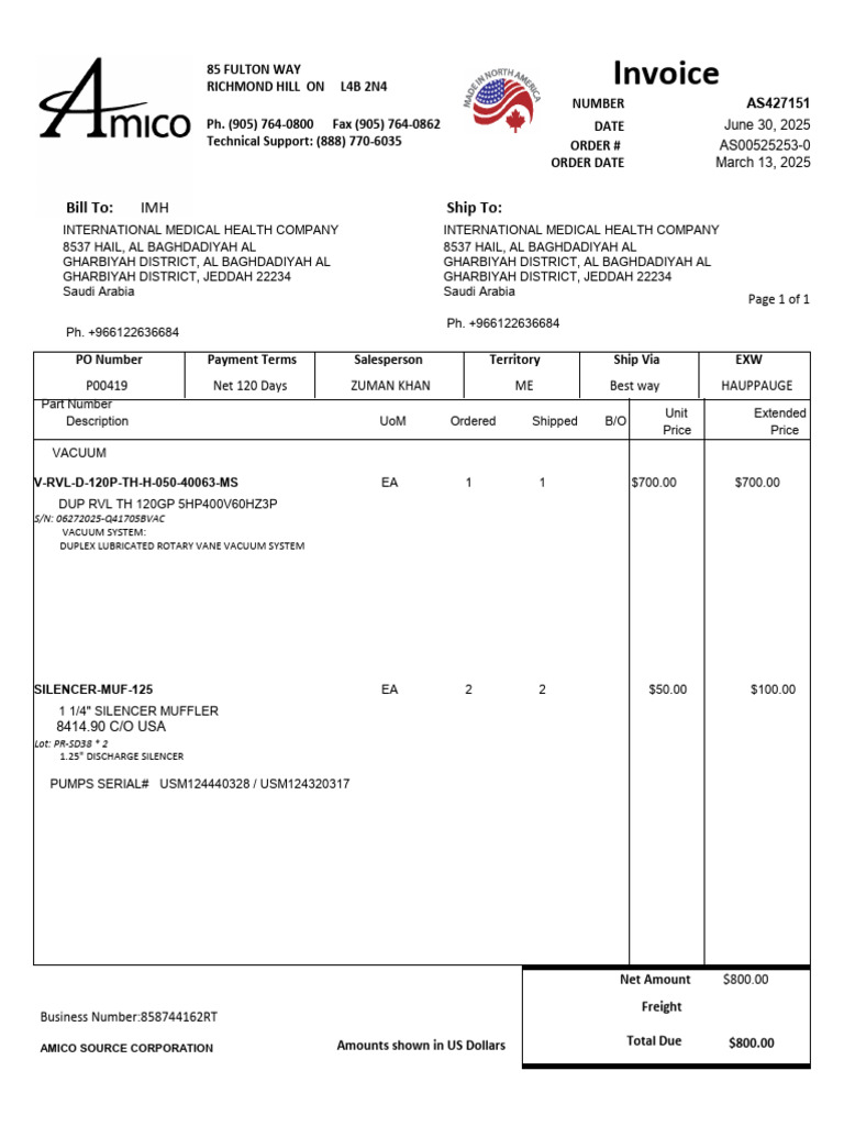 InVOICE - VAC (Ship Via Air) | PDF