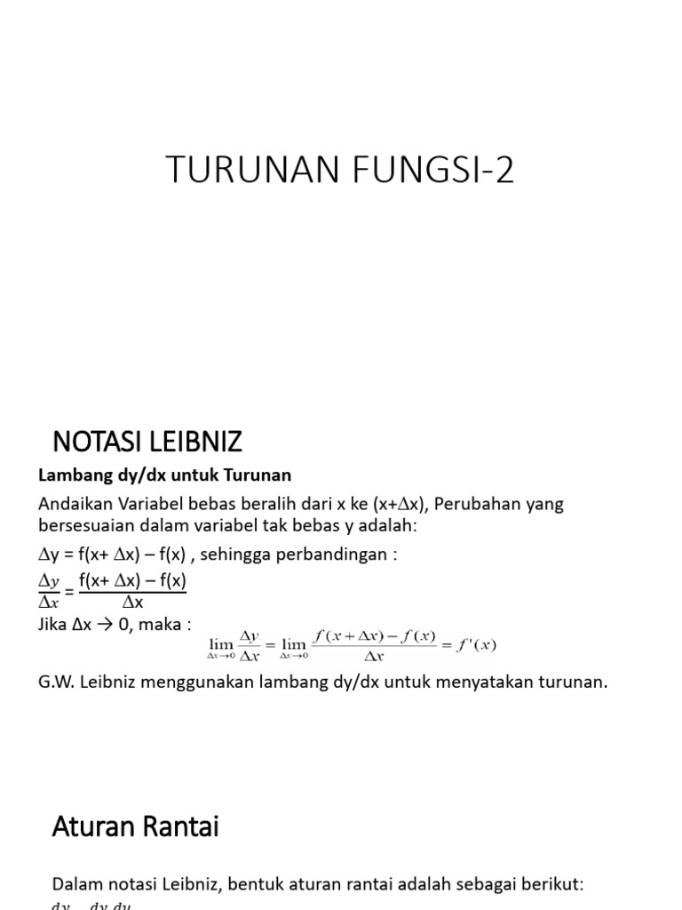 Notasi Leibniz dalam Turunan Fungsi | PDF