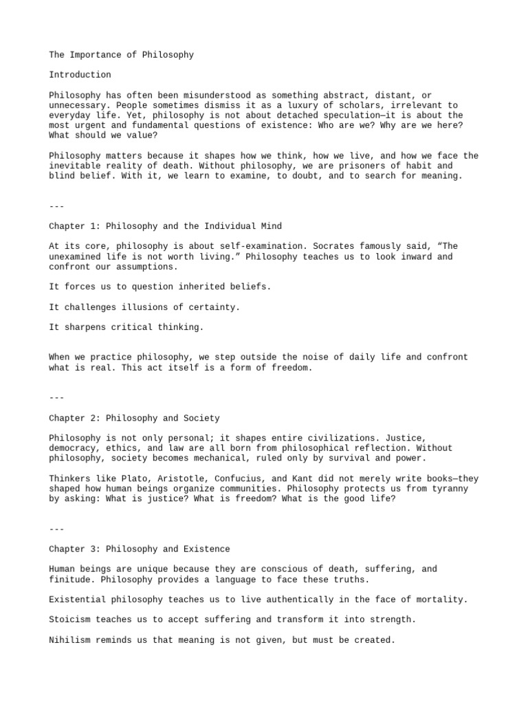 The Essential Role of Philosophy | PDF | Metaphysics | Liberal Arts ...