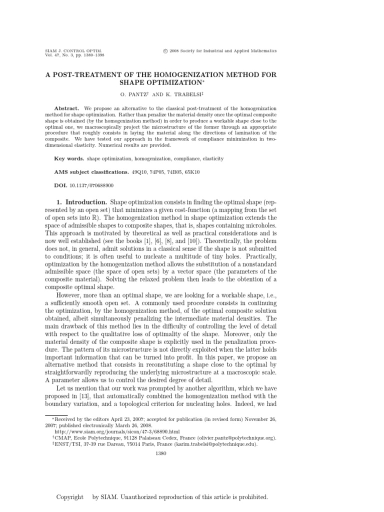 A Post-Treatment of The Homogenization Method For Shape Optimization | PDF | Tensor ...