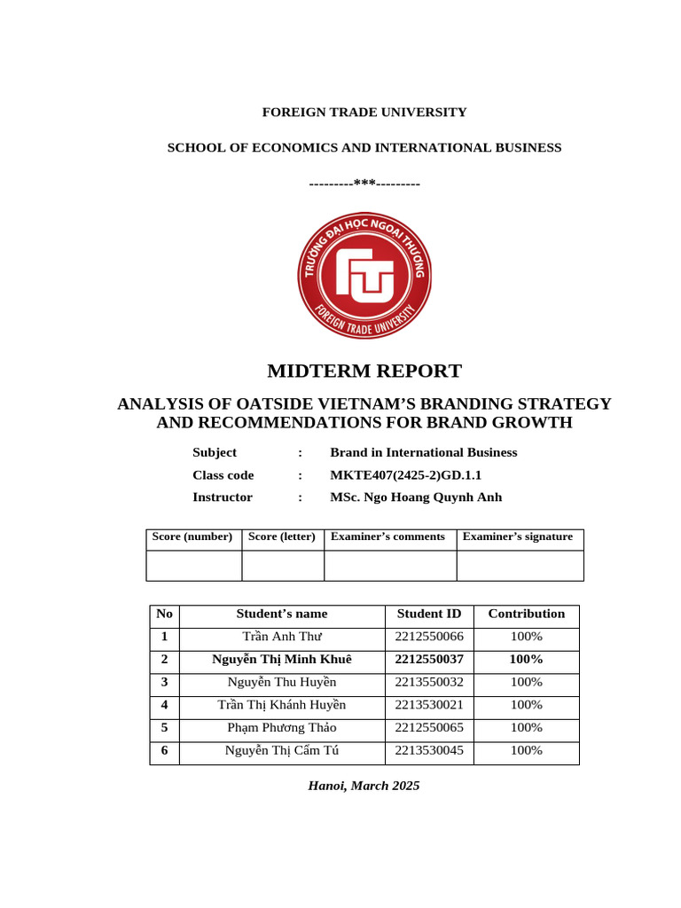 Midterm Report - OATSIDE Branding | PDF | Brand | Marketing