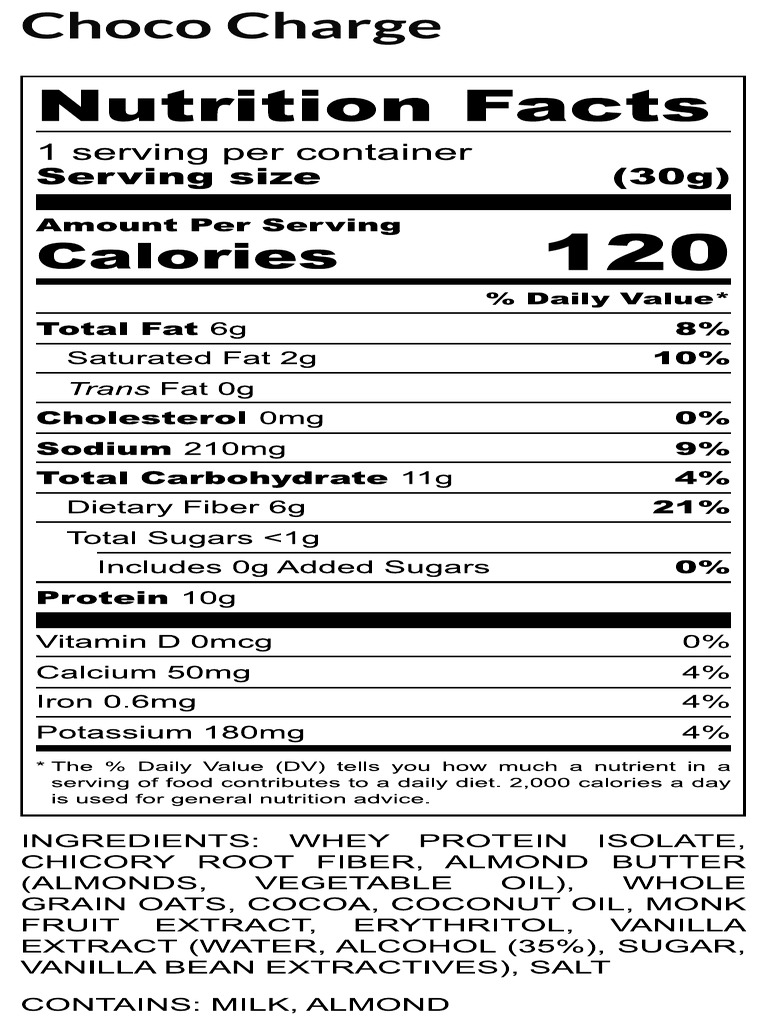 Choco Charge - Nutrition Label | PDF
