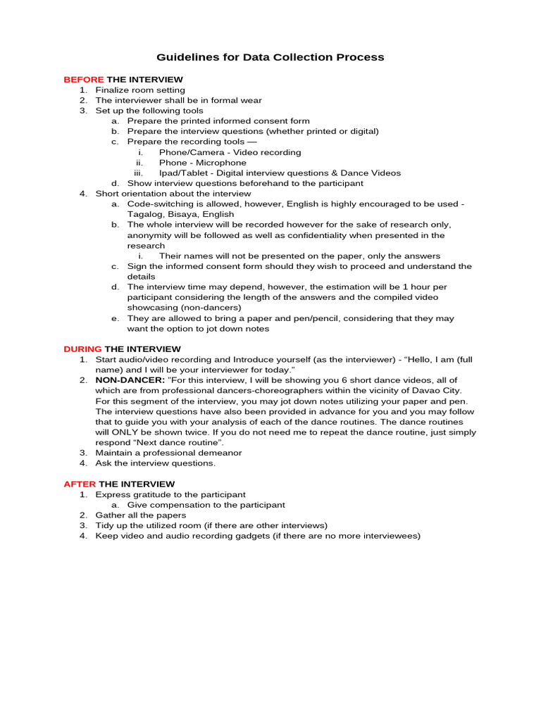 Sample BDA Guidelines, Interview Questions | PDF | Dances