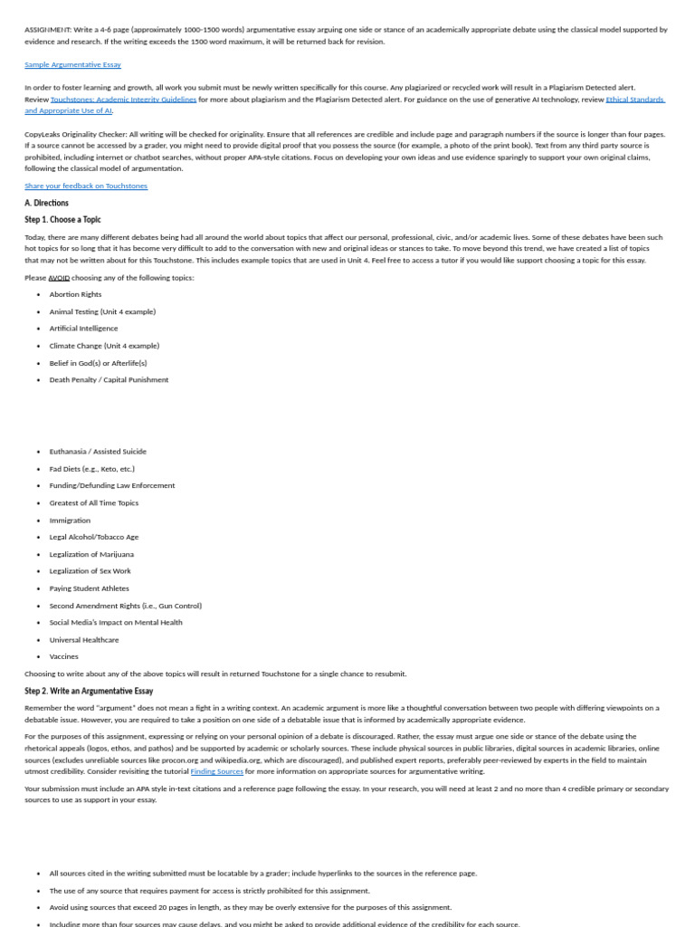 Argumentative Essay Instructions and Graded Rubric | PDF | Essays | Plagiarism
