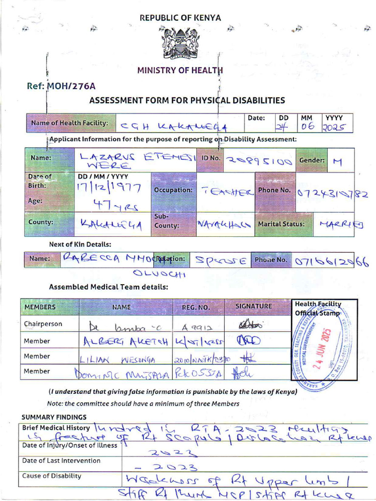 Medical Assessment Report | PDF