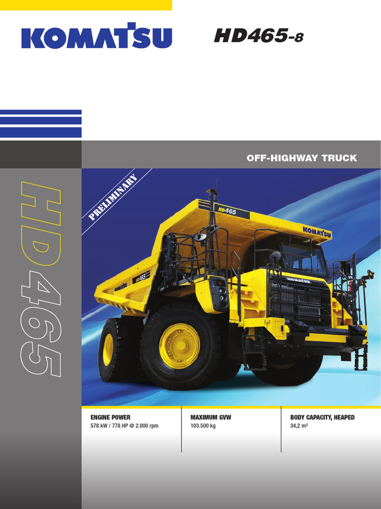 Komatsu HD465-8 Off-Highway Truck Brochure | PDF | Horsepower | Brake