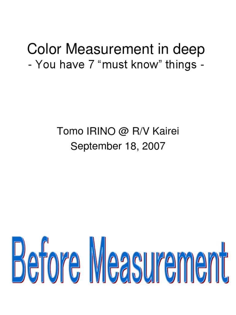 Color Measurement in Deep: - You Have 7 "Must Know" Things | PDF | Hue ...