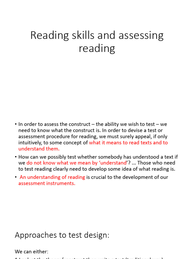 Assessing Reading Skills and Strategies | PDF | Reading Comprehension ...
