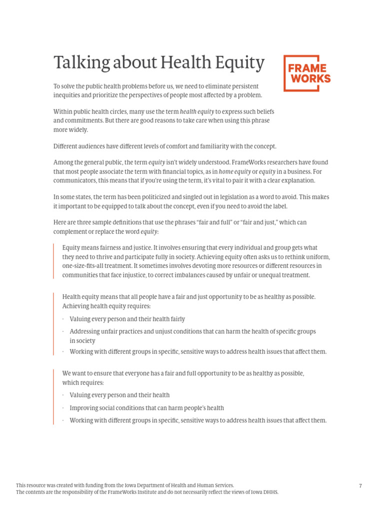 Understanding Health Equity Communication | PDF | Health Equity ...