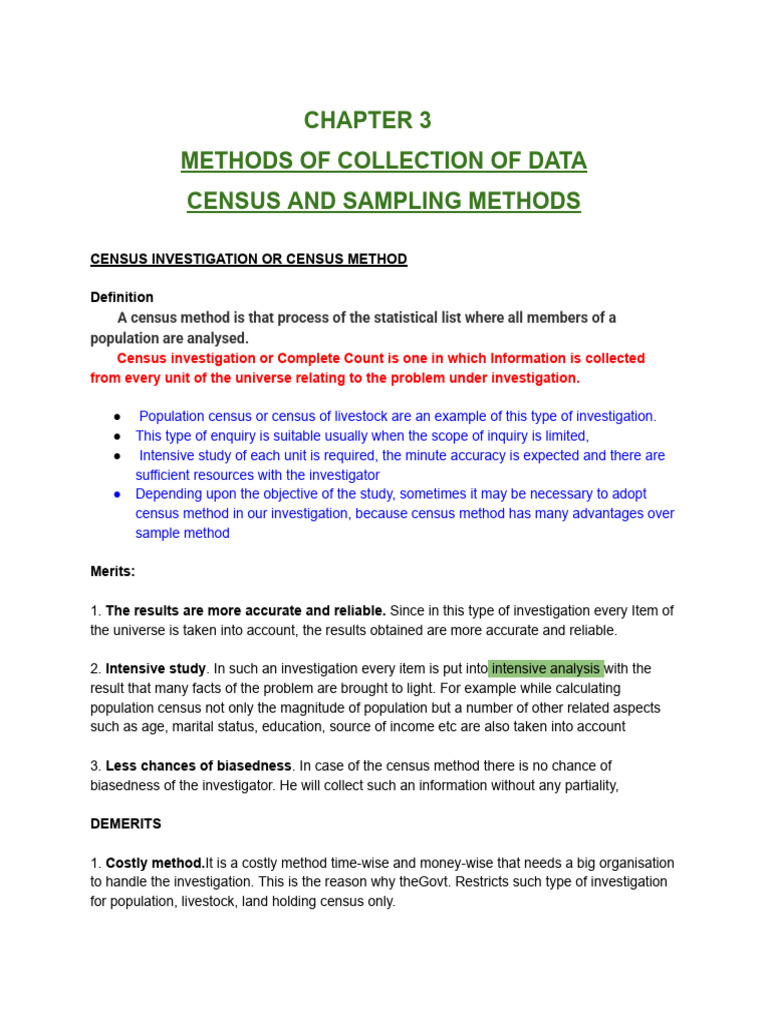 Census vs. Sampling Methods Explained | PDF | Census | Sampling ...