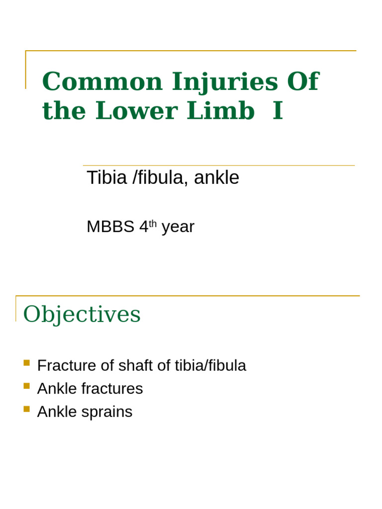Lower Limb Injury Management Guide | PDF | Ankle | Musculoskeletal System