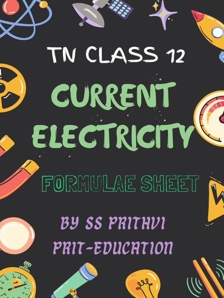 12th Physics Chapter 2 Current Electricity Formula Sheet English Medium PDF Download | PDF ...