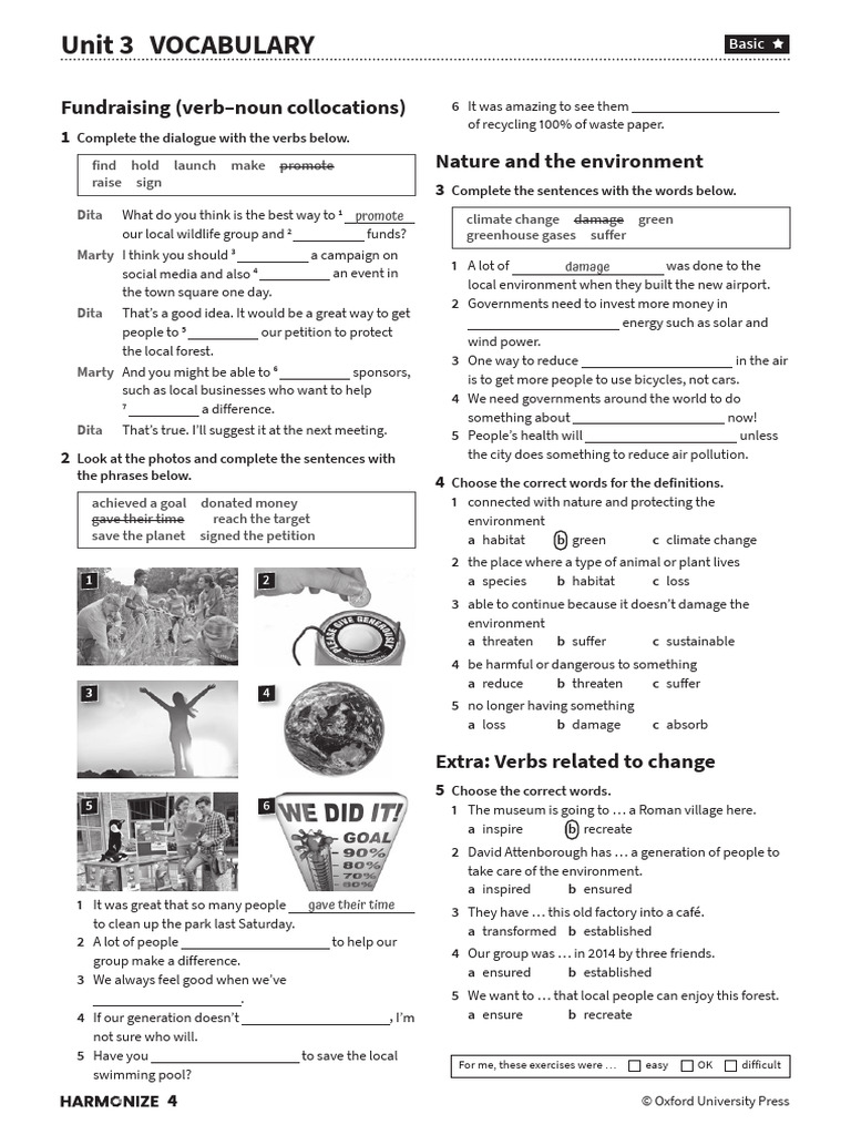 Harmonize 4 TRM Unit 3 Vocab Grammar Worksheets | PDF | Dam | River