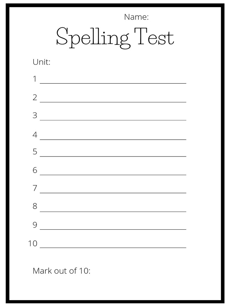 Spelling Test 10 Words Worksheet - 20250821 - 184549 - 0000 | PDF