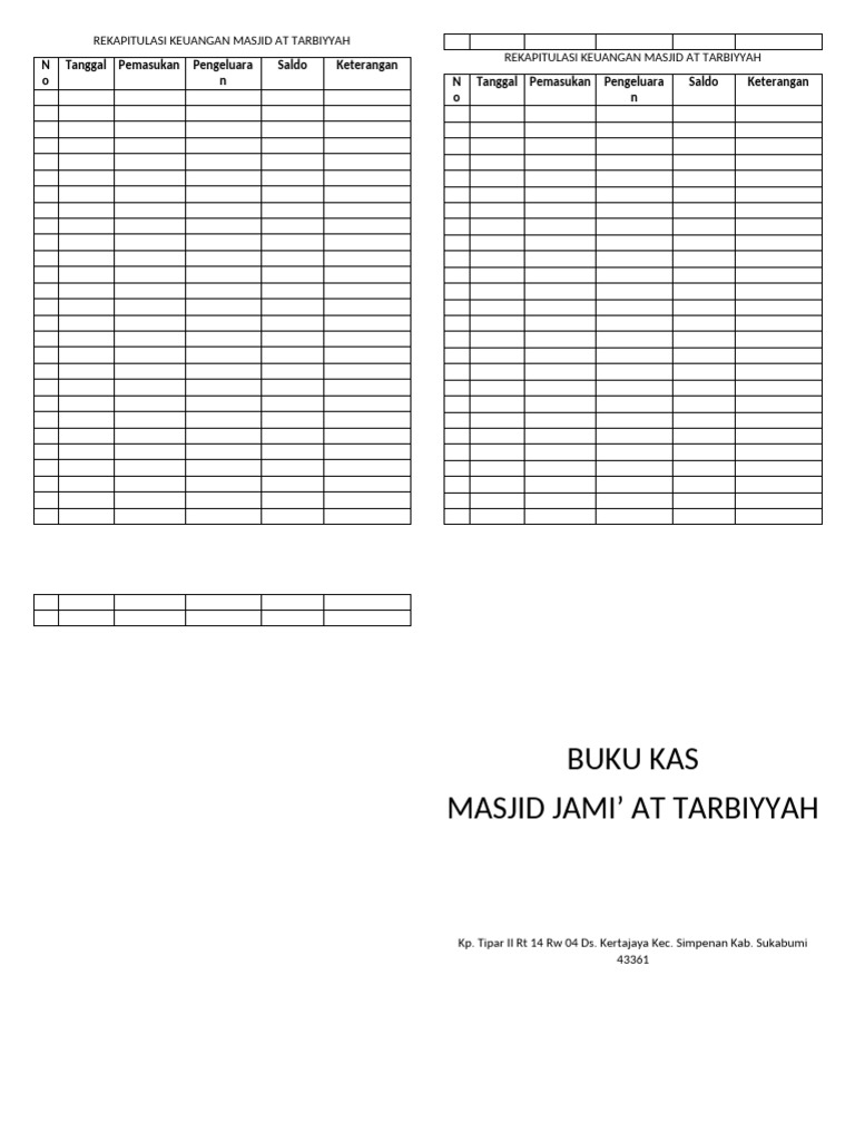 Buku Kas Masjid | PDF
