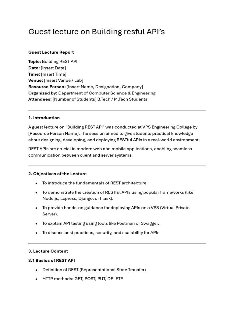 Guest Lecture On Building Resful API-Vps | PDF | Computing ...