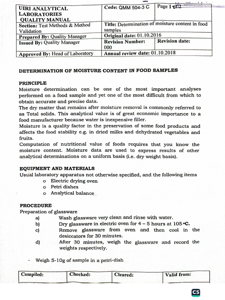 Moisture Content | PDF