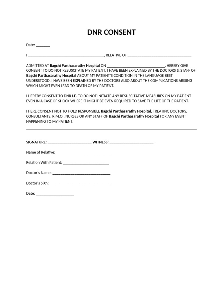 DNR Consent Form for Patients | PDF