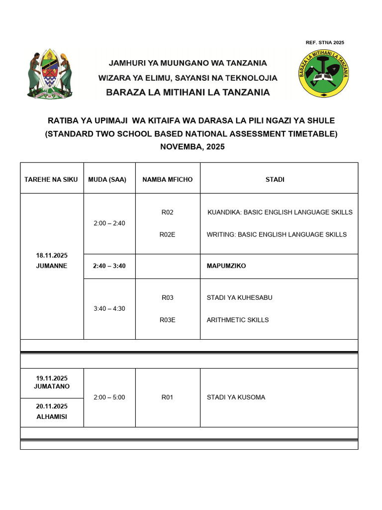 Stna Timetable 2025 | PDF