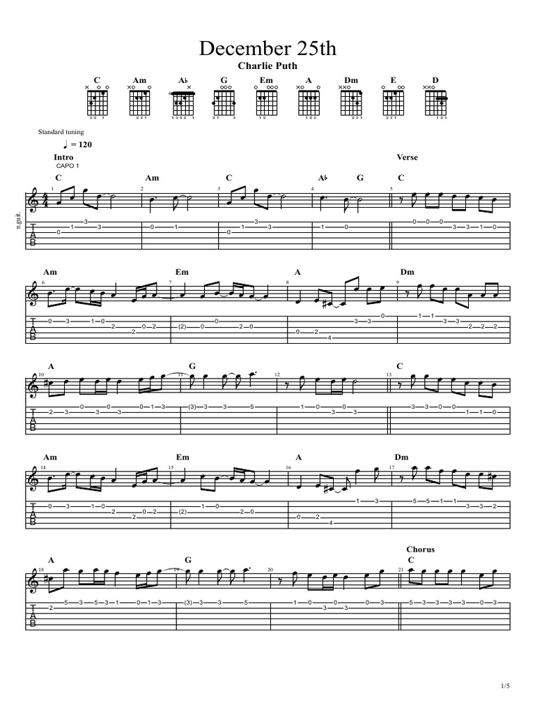 Charlie Puth's "December 25th" Chords | PDF