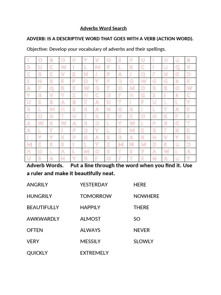 Adverbs Word Search | PDF