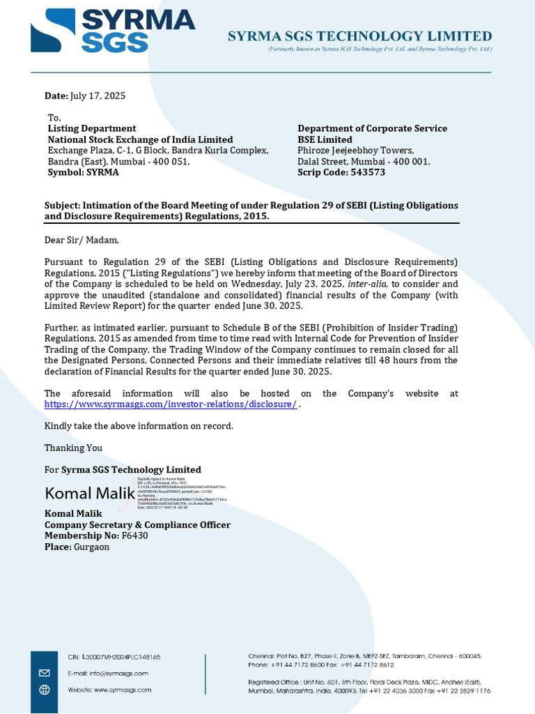 Komal Malik: The Aforesaid Information Will Also Be Hosted On The ...