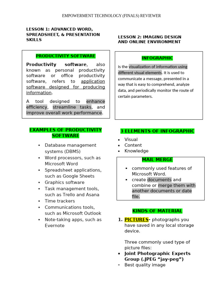Empowerment Technologies Reviewer Finals | PDF | Microsoft Word | Databases