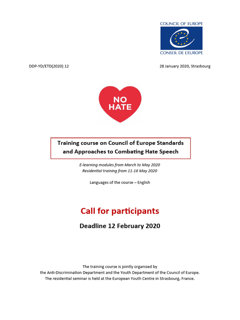 Call For Participants Training On CoE Standards and Approached To ...