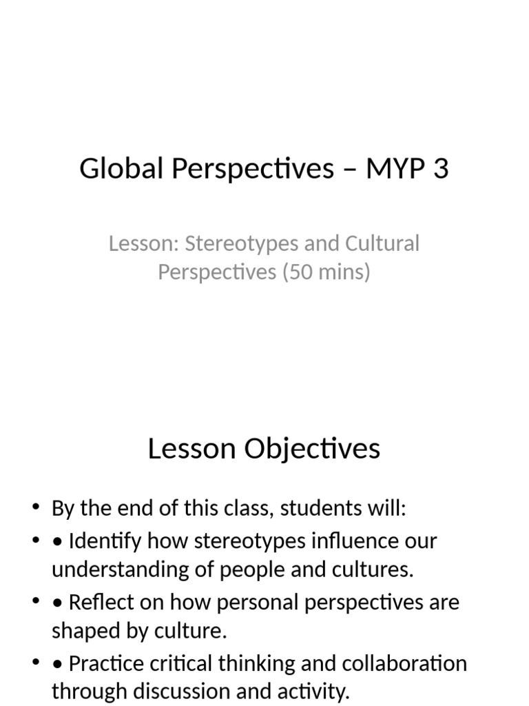 MYP3 Global Perspectives | PDF