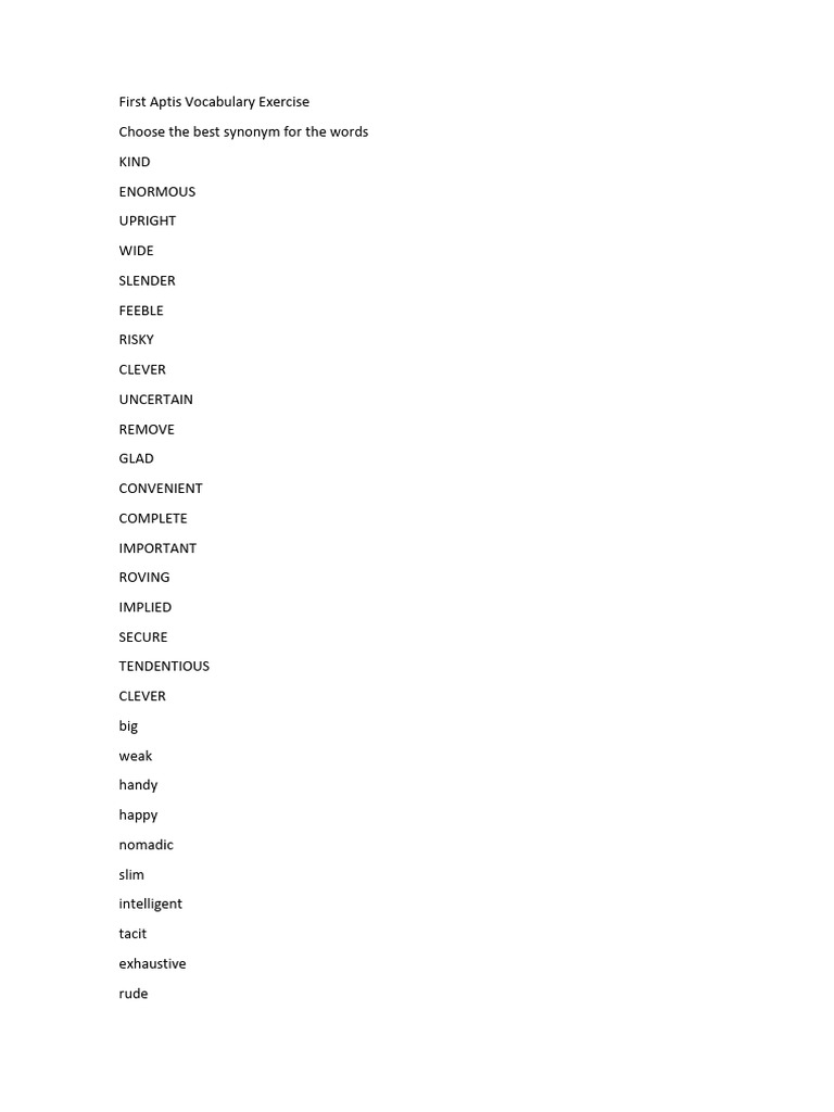 Aptis Vocabulary Exercises Guide | PDF