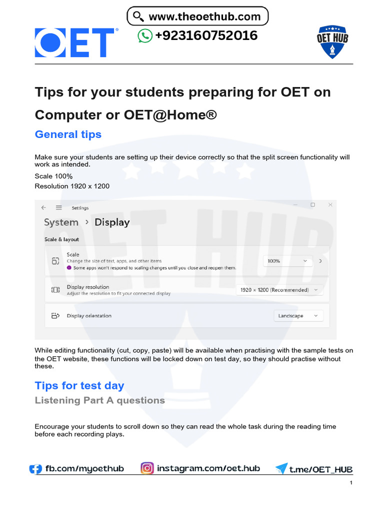 OET Test Preparation Tips for Students | PDF | Question | Human ...