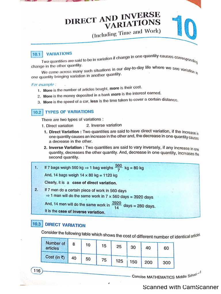 Direct and Inverse Variation (Chapter 10) | PDF